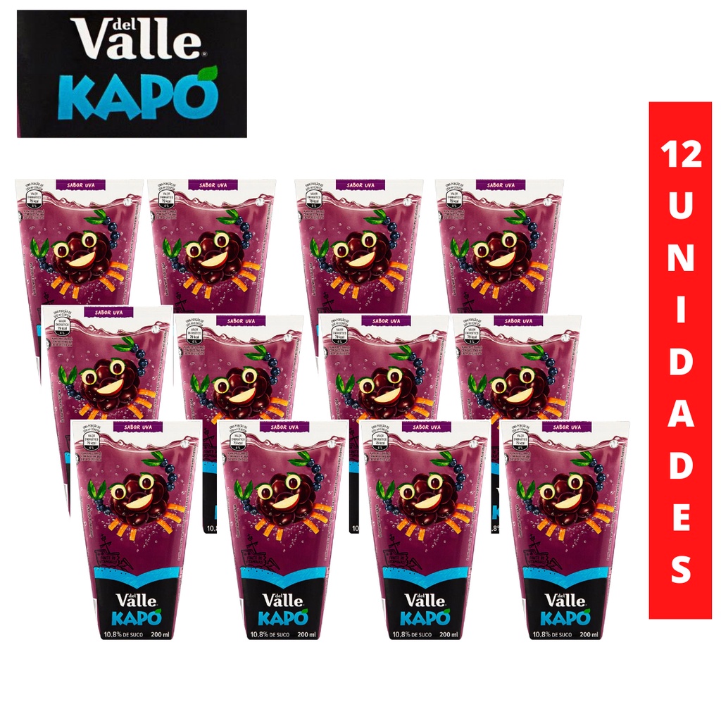 Suco Kapo Del Valle Uva 200ml Caixa C/12 Unidades Top! | Shopee Brasil