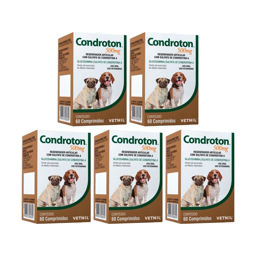 Condroton 500mg 60 Comprimidos - Vetnil - 5 Unidades | Shopee Brasil