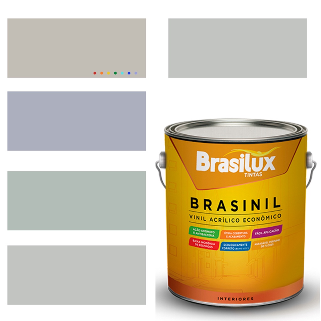 Tinta Parede Cinza Crômio Acrílica Brasinil Anti Mofo 3,2l - Desconto ...