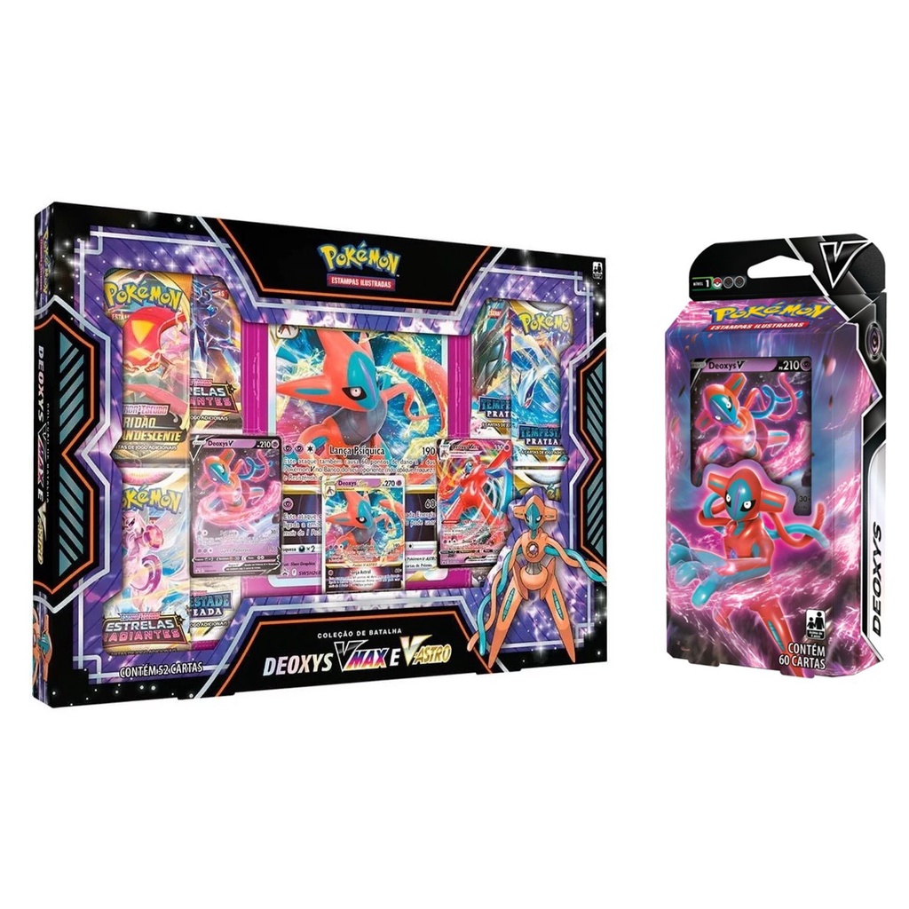 Kit Pokémon TCG Deoxys V V-Max e V-Astro Box + Deck Copag | Shopee Brasil