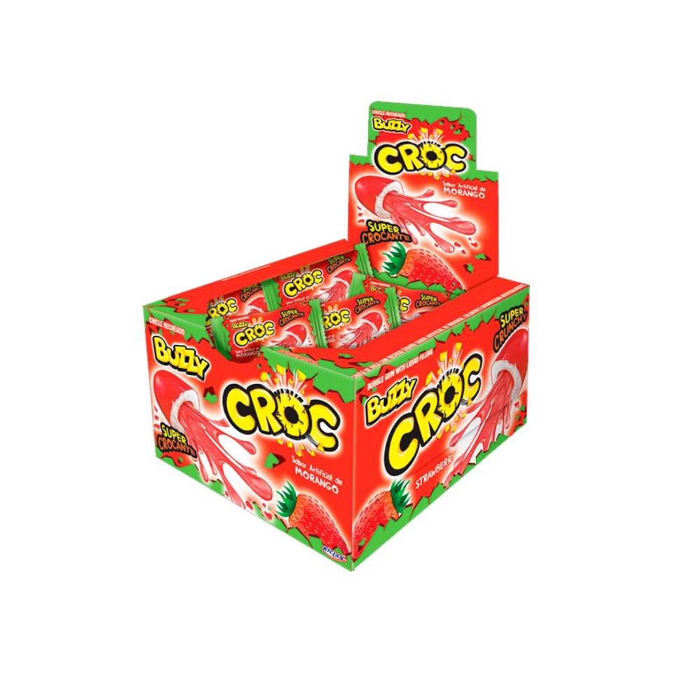 Chiclete Buzzy Croc Morango C/40 Unids - 172g | Shopee Brasil