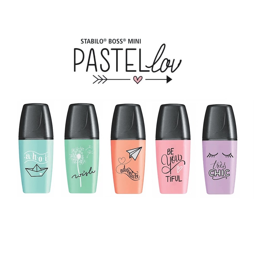 Kit Com 5 Marcadores Stabilo Boss Mini Pastel Love | Shopee Brasil