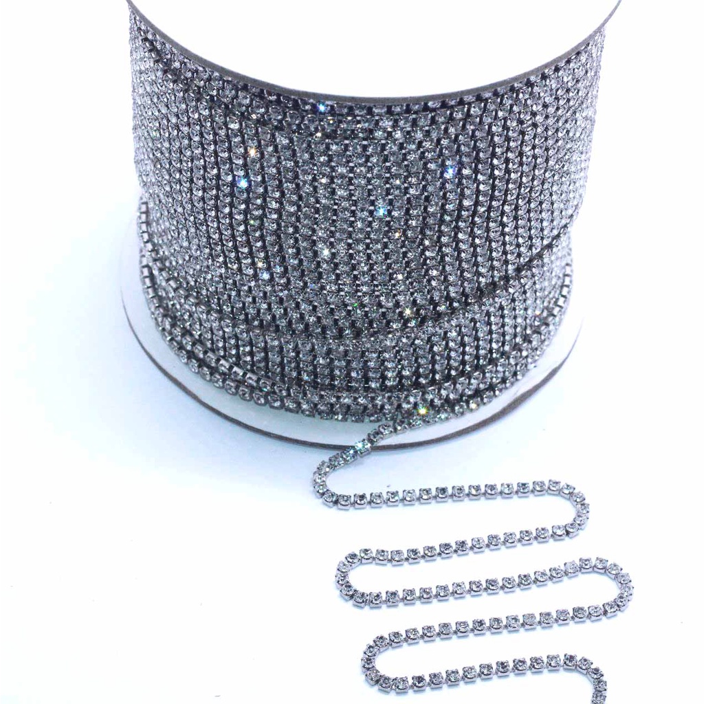 Rolo de strass PL12 cristal com base prata c/ 100 jardas | Shopee Brasil