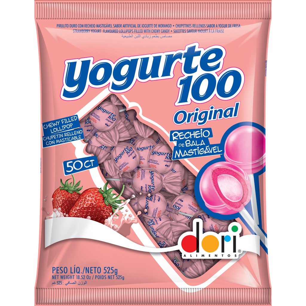 Pacote de Pirulito Yogurte100 Original Recheado 525g - Dori | Shopee Brasil