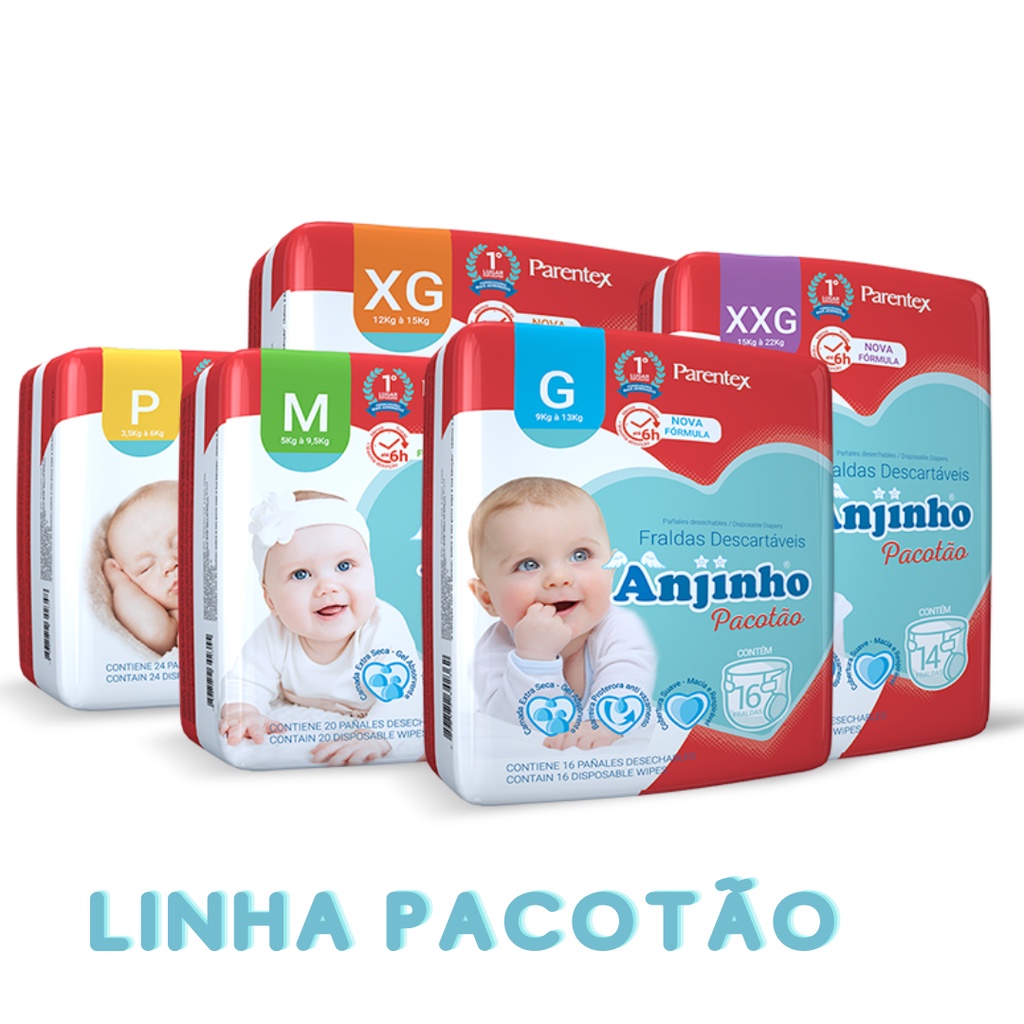 Fraldas Descartáveis Anjinho Linha Pacotão - Parentex | Shopee Brasil