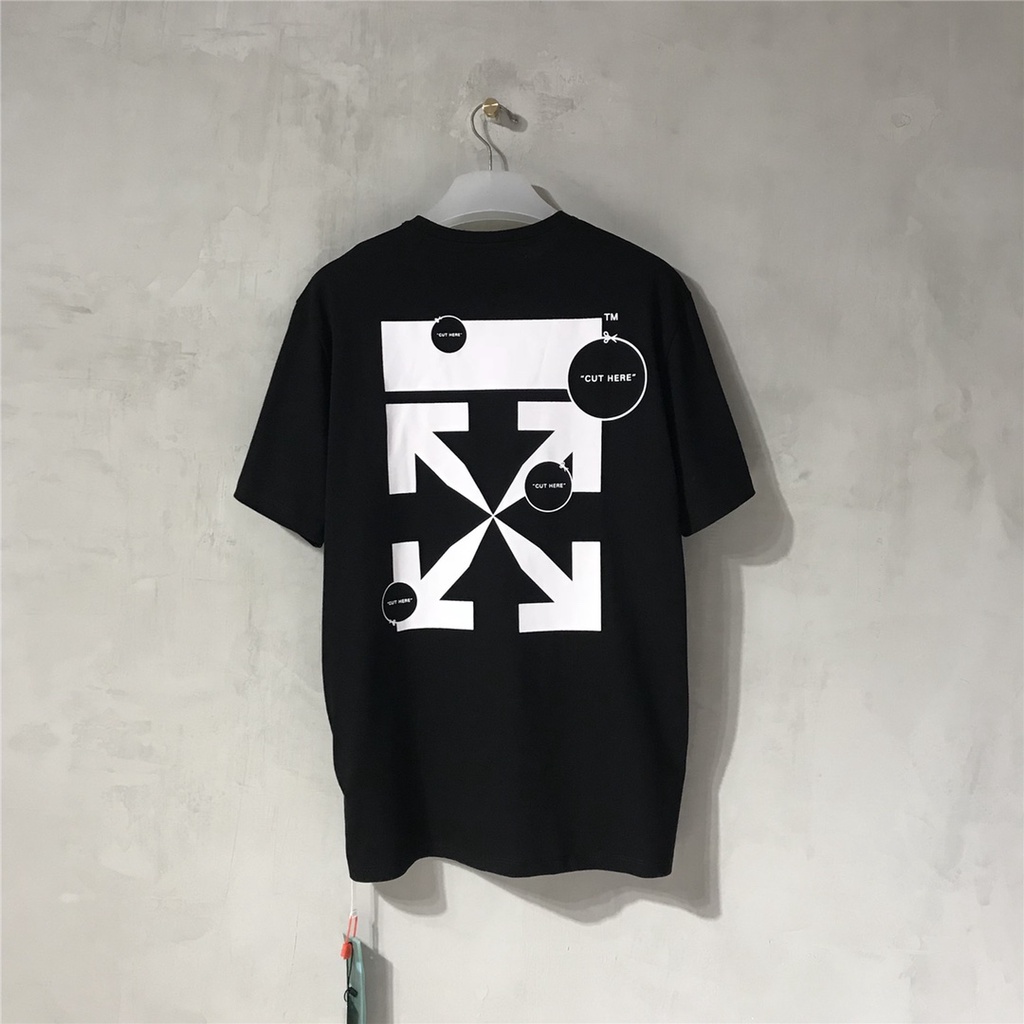 OFF Marca WHITE Nova Letra De Verão Estampa De Seta Masculina Manga ...