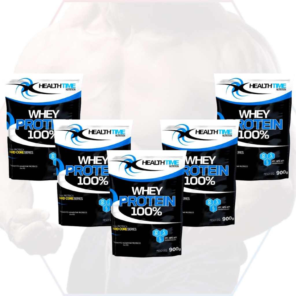 Kit 5x Whey Protein 100% Health Time 900g | Shopee Brasil