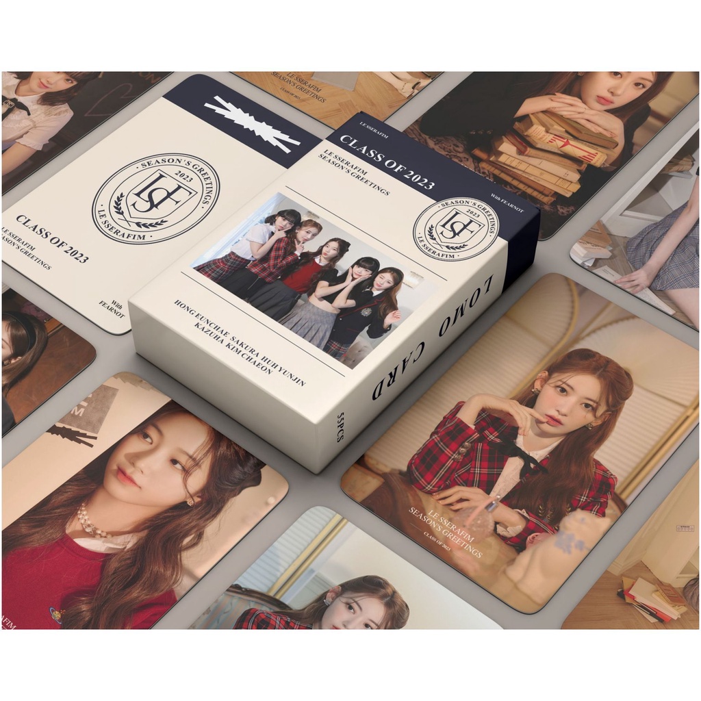 555pcs/Caixa Kpop LE SSERAFIM 2023 Saudações Da Temporada Cartões Lomo ...