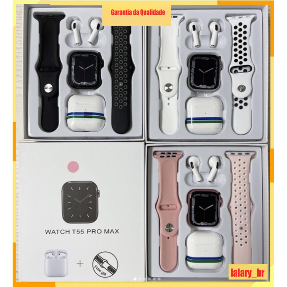 Smartwatch Original T55 Pro Max TWS Fone De Ouvido 2 Em 1 BT Chamada Reloj Smart 1.44 Polegadas ...