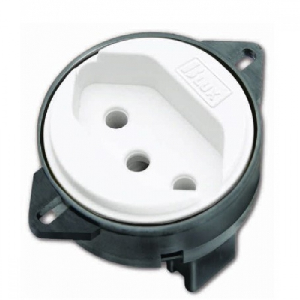 TOMADA 2P+T 10A PISO REDONDA HASTE CURTA BRANCA BLUX | Shopee Brasil