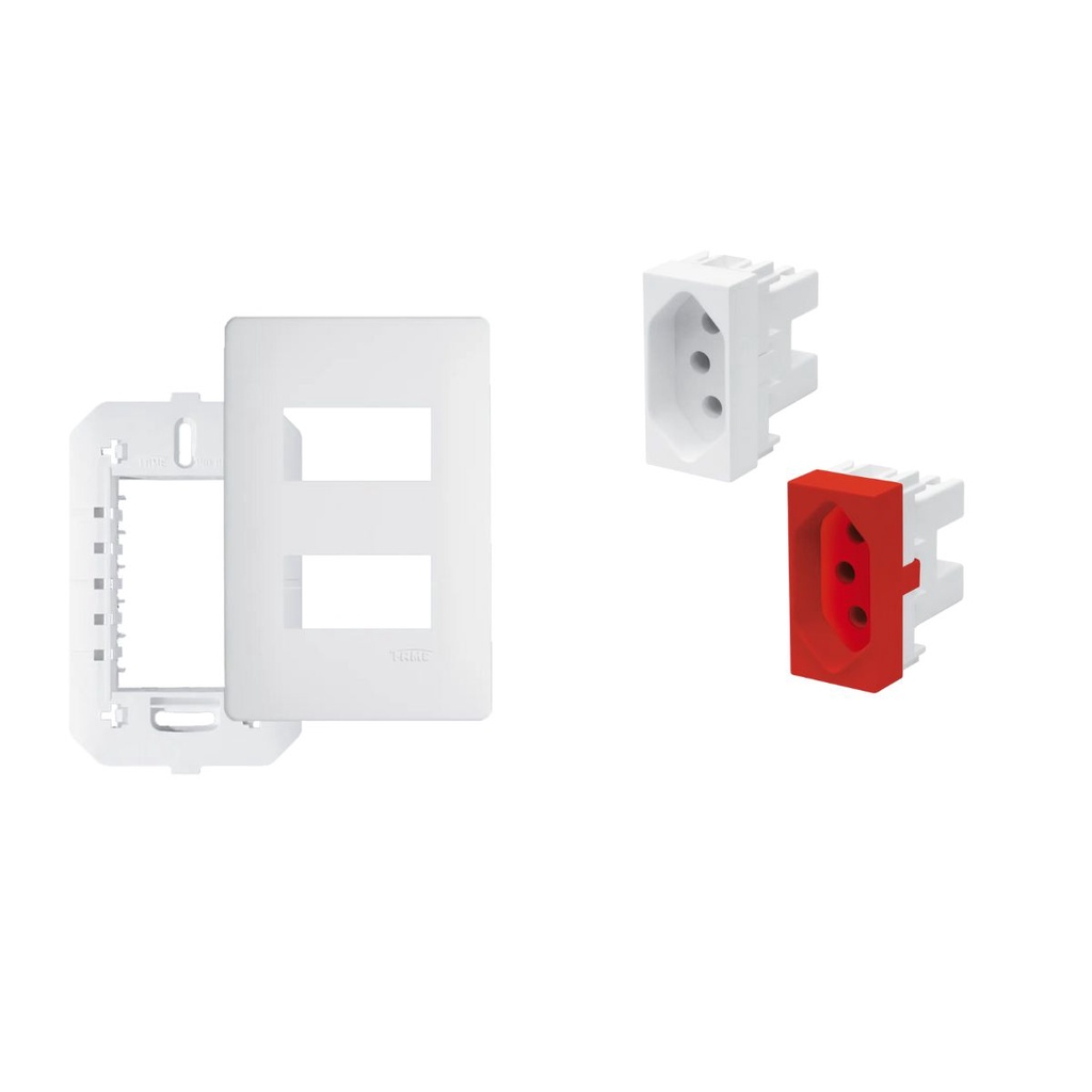 Tomada Dupla 20a 2p+t 4x2 Branca Vermelha 250v Habitat Fame | Shopee Brasil