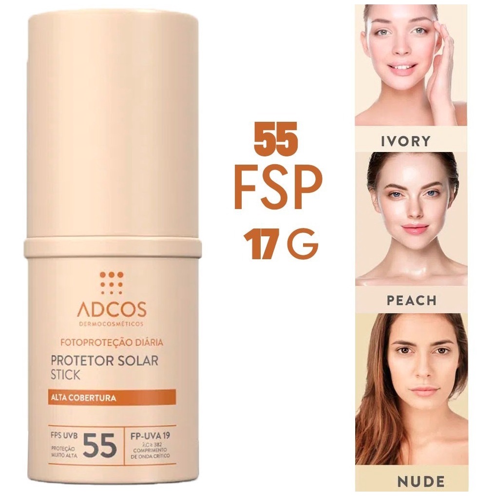 Protetor Solar Adcos Tonalizante Base Stick Beige Fps55 17g | Shopee Brasil