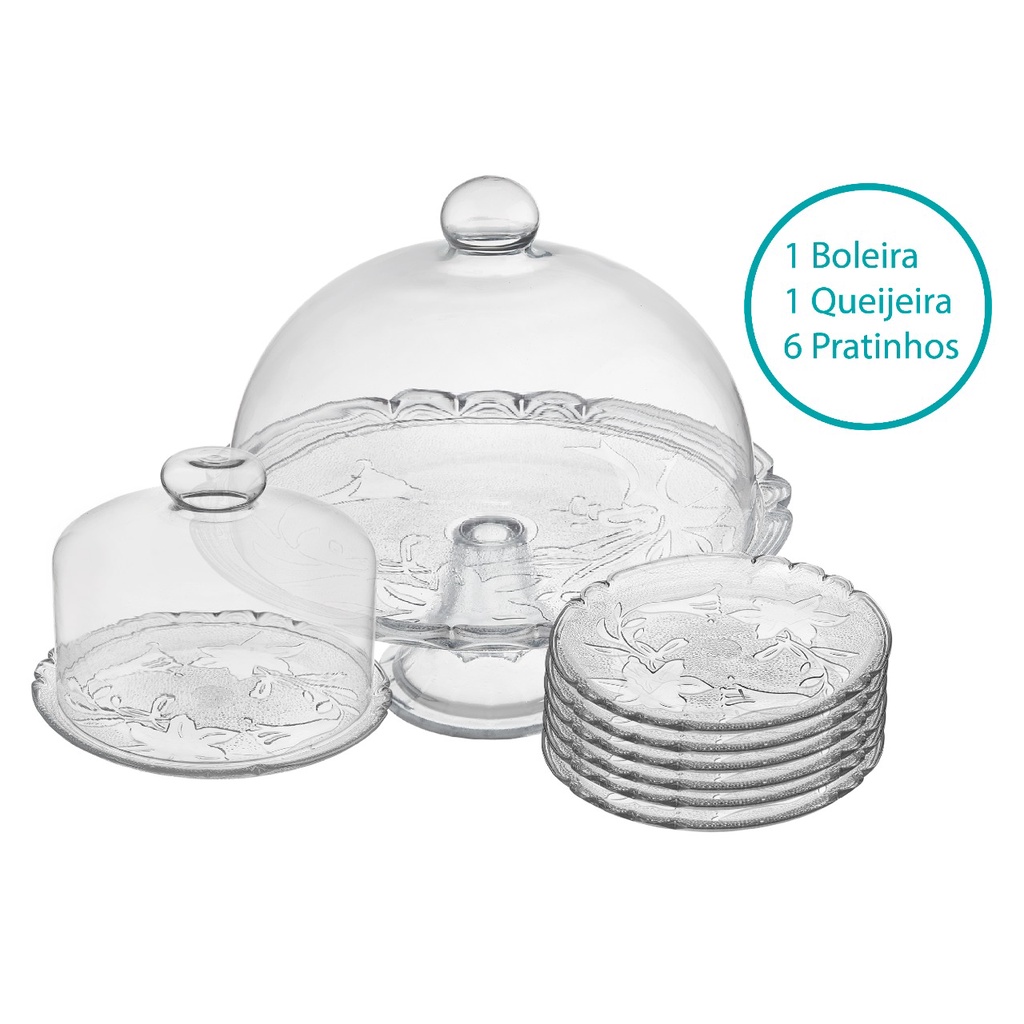 Kit Boleira com Pé Queijeira e 6 Pratinhos Lírio Vitazza | Shopee Brasil