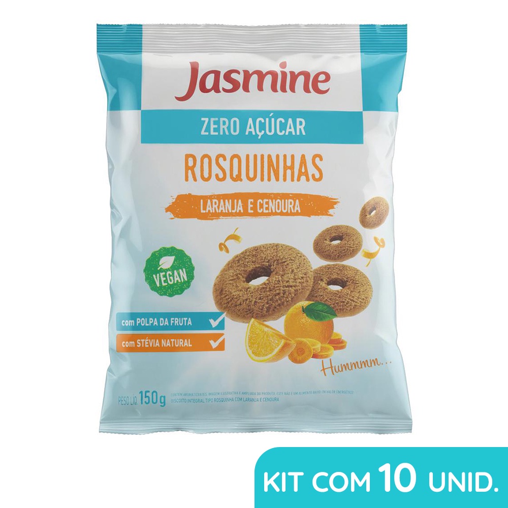 KIT JASMINE COM 10 ROSQUINHAS ZERO AÇUCAR LARANJA E CENOURA - 150G ... KIT JASMINE COM 10 ROSQUINHAS ZERO AÇUCAR LARANJA E CENOURA - 150G ...