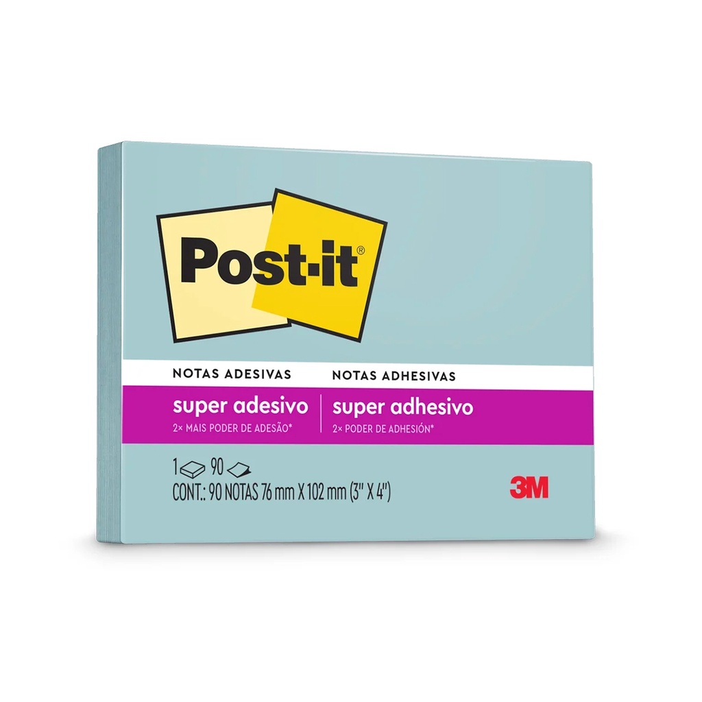 Bloco Notas Adesivas Post-it Azul 76mm X 102mm 90 Folhas 3m | Shopee Brasil