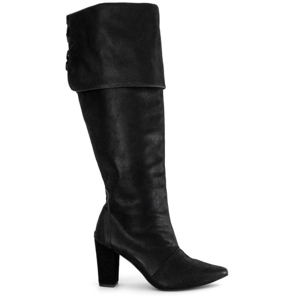 Bota Over The Kenn Cano Alto Bico Fino Salto Grosso Com Ziper ...