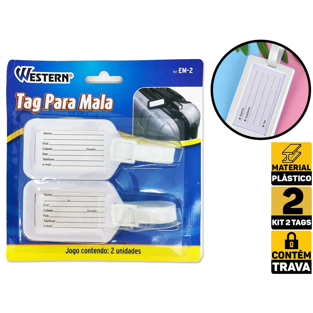Kit 02 Etiqueta Tag Mala Viagem Identificação De Mala Bag Western EM-2 ...