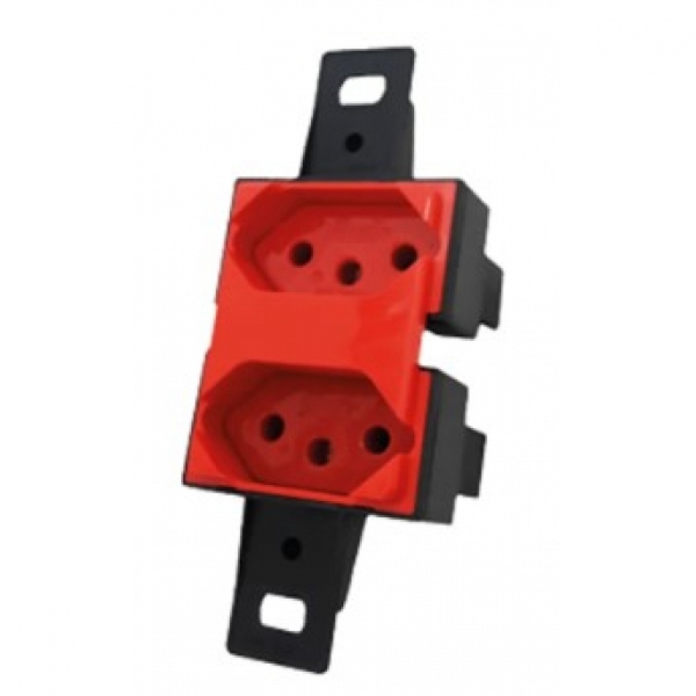 TOMADA DUPLA 2P+T 20A 3 POSTOS PARA CONDULETE VERMELHO BLUX | Shopee Brasil