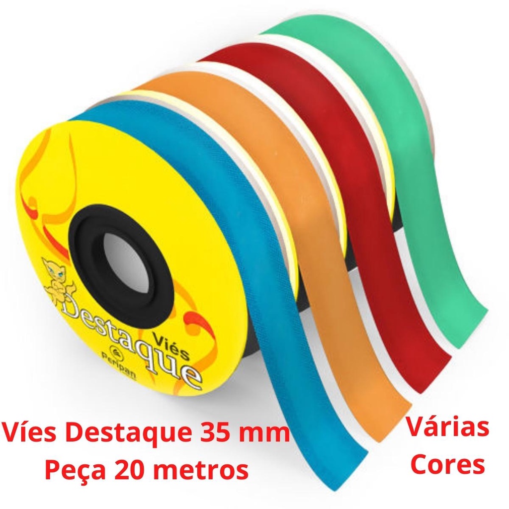 Viés Destaque - Largo 35mm com 20m Liso - Ref. 9000 | Shopee Brasil