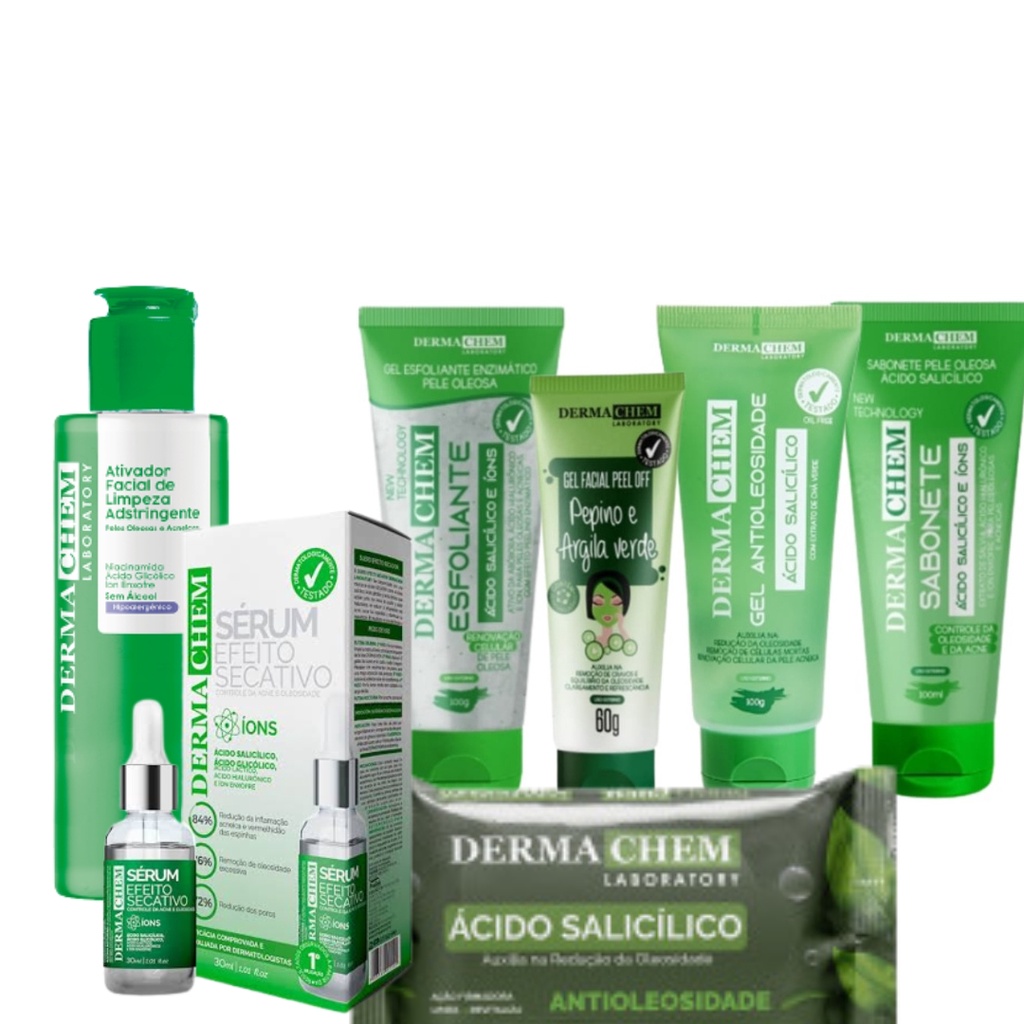 Kit Skincare Completo para Peles Oleosas e Com Acne Dermachem 7 produtos | Shopee Brasil