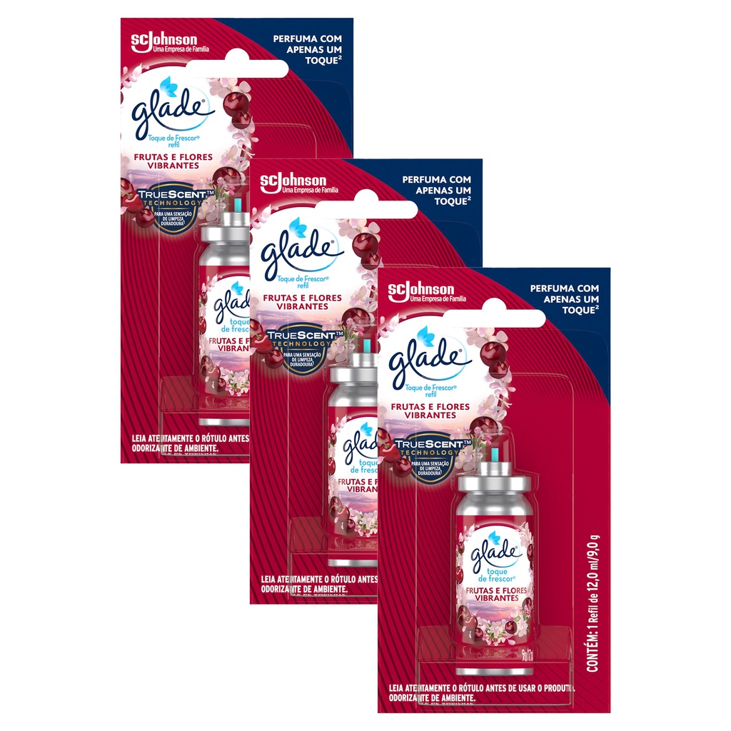 Kit 3 Refil Odorizador Glade Frutas e Flores Vibrantes 12ml | Shopee Brasil