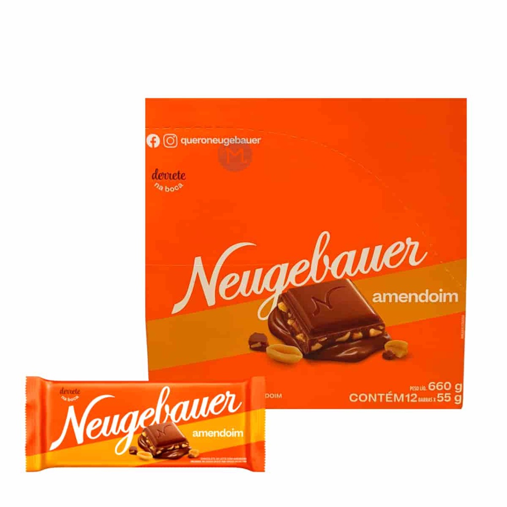 Barra de Chocolate Ao Leite com Amendoim Neugebauer com 12 unidades de 55g | Shopee Brasil