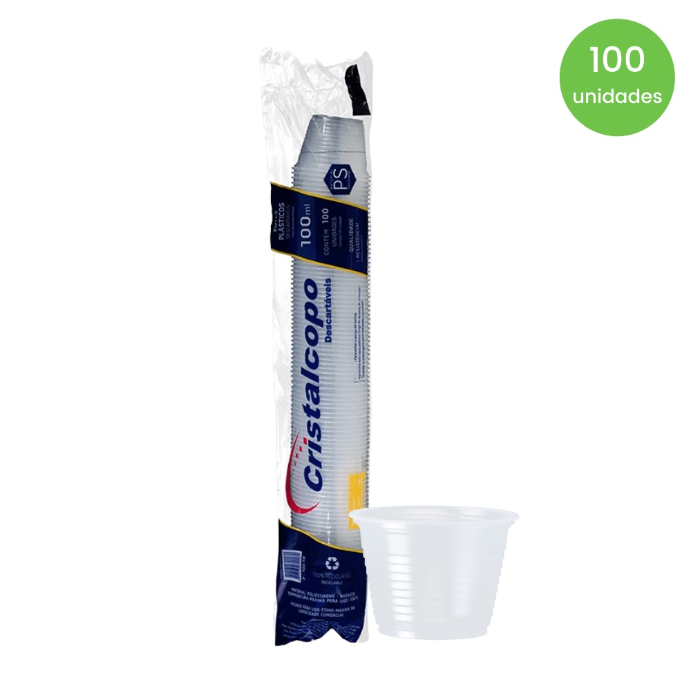Pote de 100ml Translúcido Cristalcopo PS com 100 unidades | Shopee Brasil