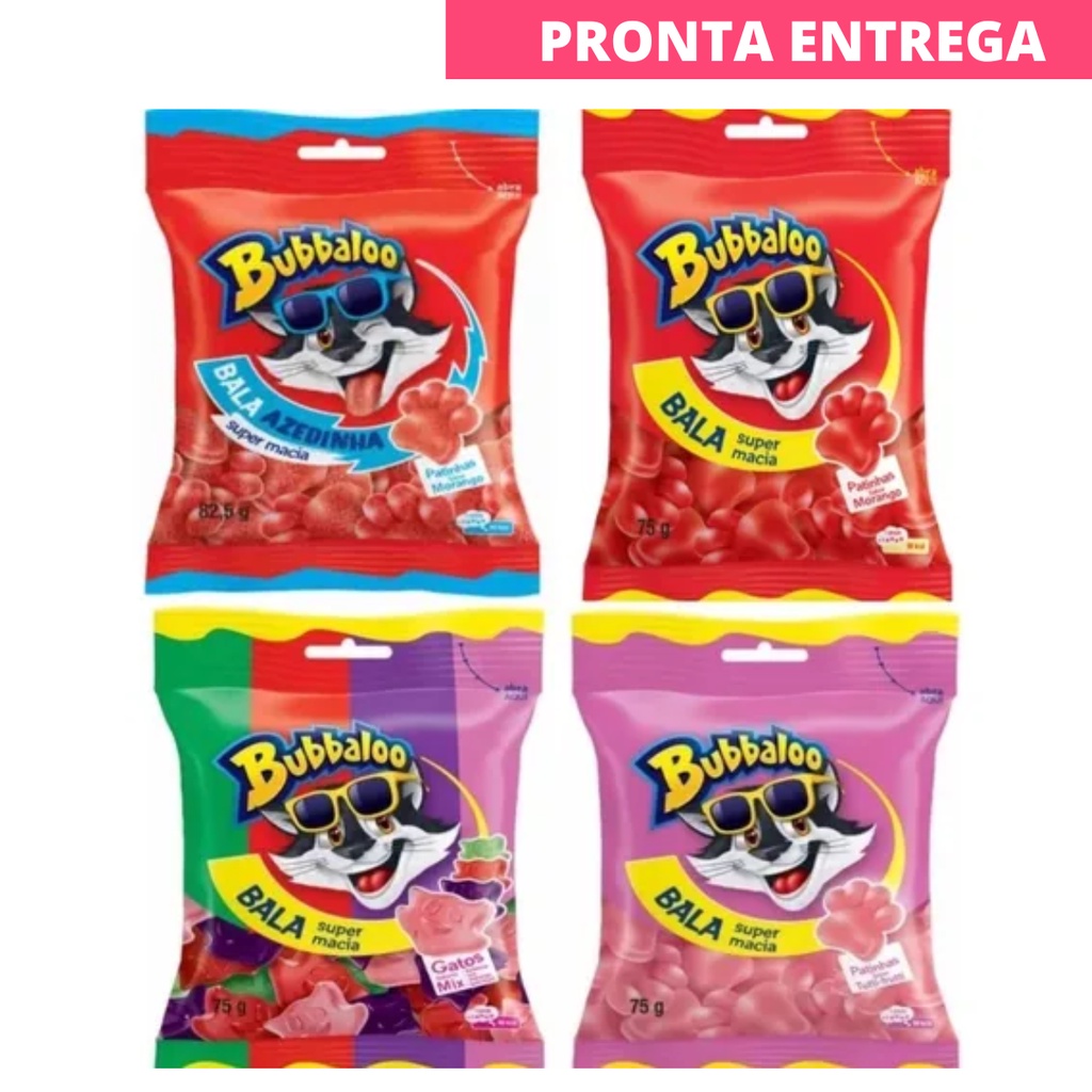 Bala Bubbaloo de Gelatina Azedinha - Sabores diversos 75g 82,5g ...