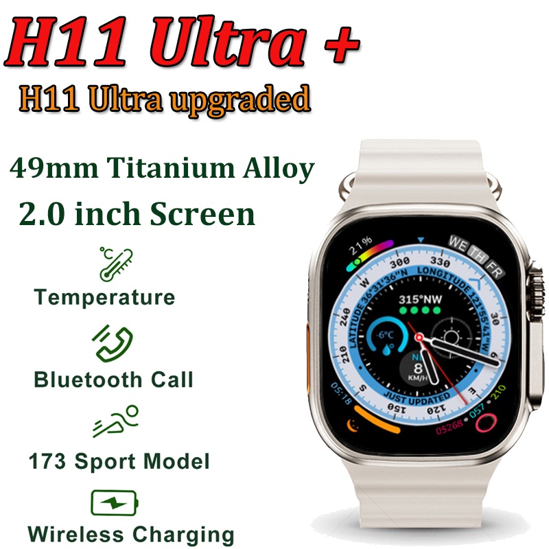 H11 Ultra + Smart Watch 49mm GPS NFC Smartwatch Titânio Liga 173 Modo ...