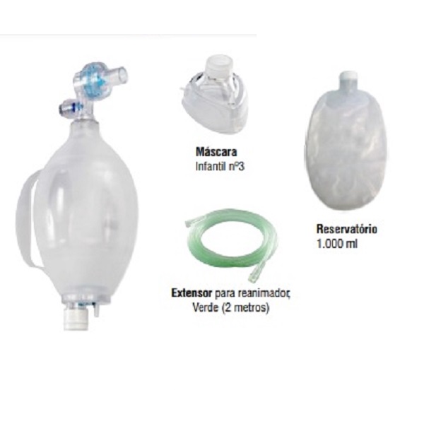 REANIMADOR PULMONAR MANUAL SILICONE RESERVATORIO INFANTIL | Shopee Brasil