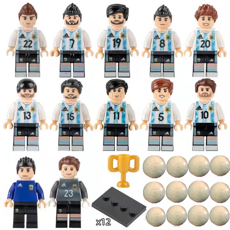 12pcs Copa Do Mundo De Futebol Messi Argentina Equipe Compatível Com Os ...