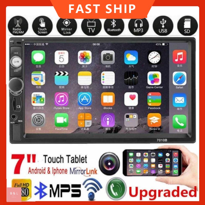 7010B 7012B 7018B 2 Din Bluetooth Rádio Estéreo 7 " HD Carro Áudio Multimídia MP5 Tela Touch ...
