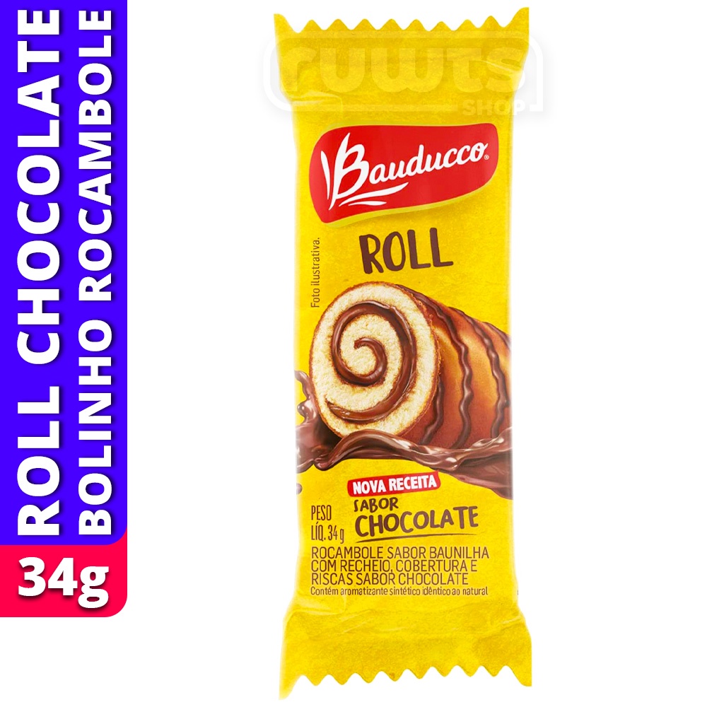 Bolinho Bauducco Roll Baunilha com Chocolate 34g | Shopee Brasil
