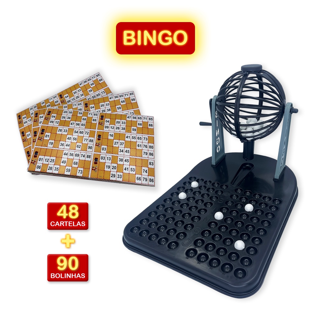 Jogo De Bingo 48 Cartelas com 90 Bolinhas | Shopee Brasil