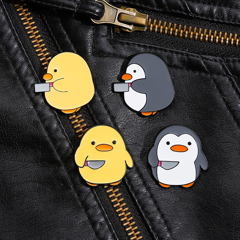 Desenho Animado Pinguim Esmalte Faca De Pintinho Animal Broche Fofo ...