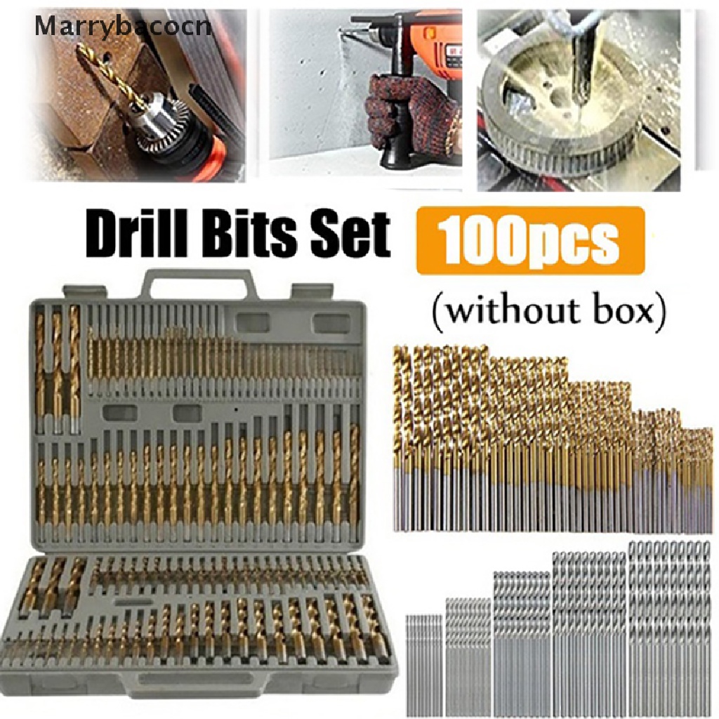 [MAR] 100/50pcs Titanium Coated HSS High Speed Steel Drill Bit Set Tool ...