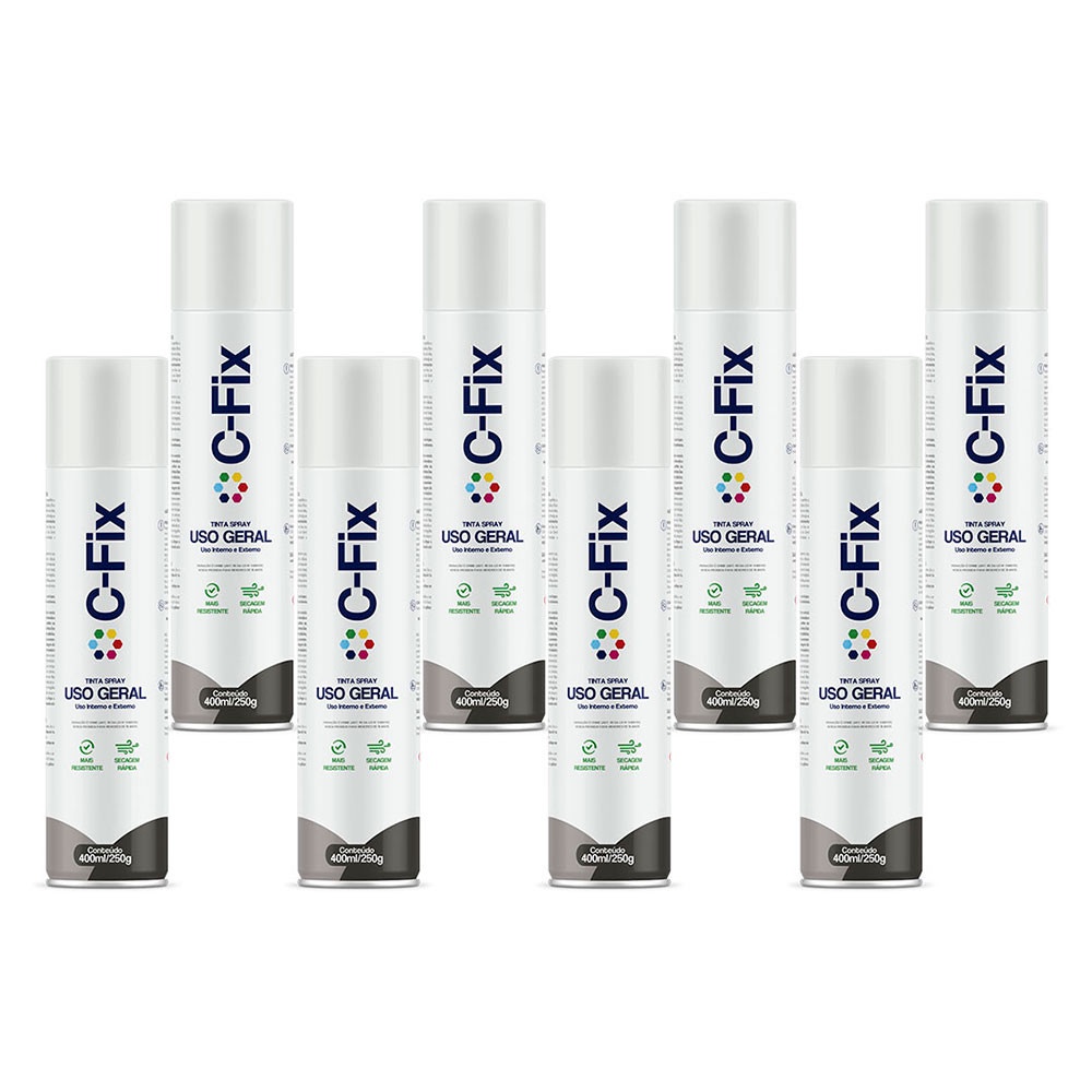 Kit 8 Tintas Spray Verniz Uso Geral Inter/Exter 400ml C-fix | Shopee Brasil