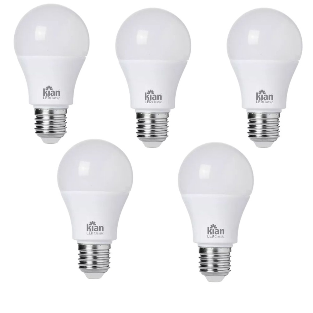 Kit 5 Lâmpada Led Bulbo 6w Branca Morna 3000k Bivolt E27 Kian | Shopee Brasil