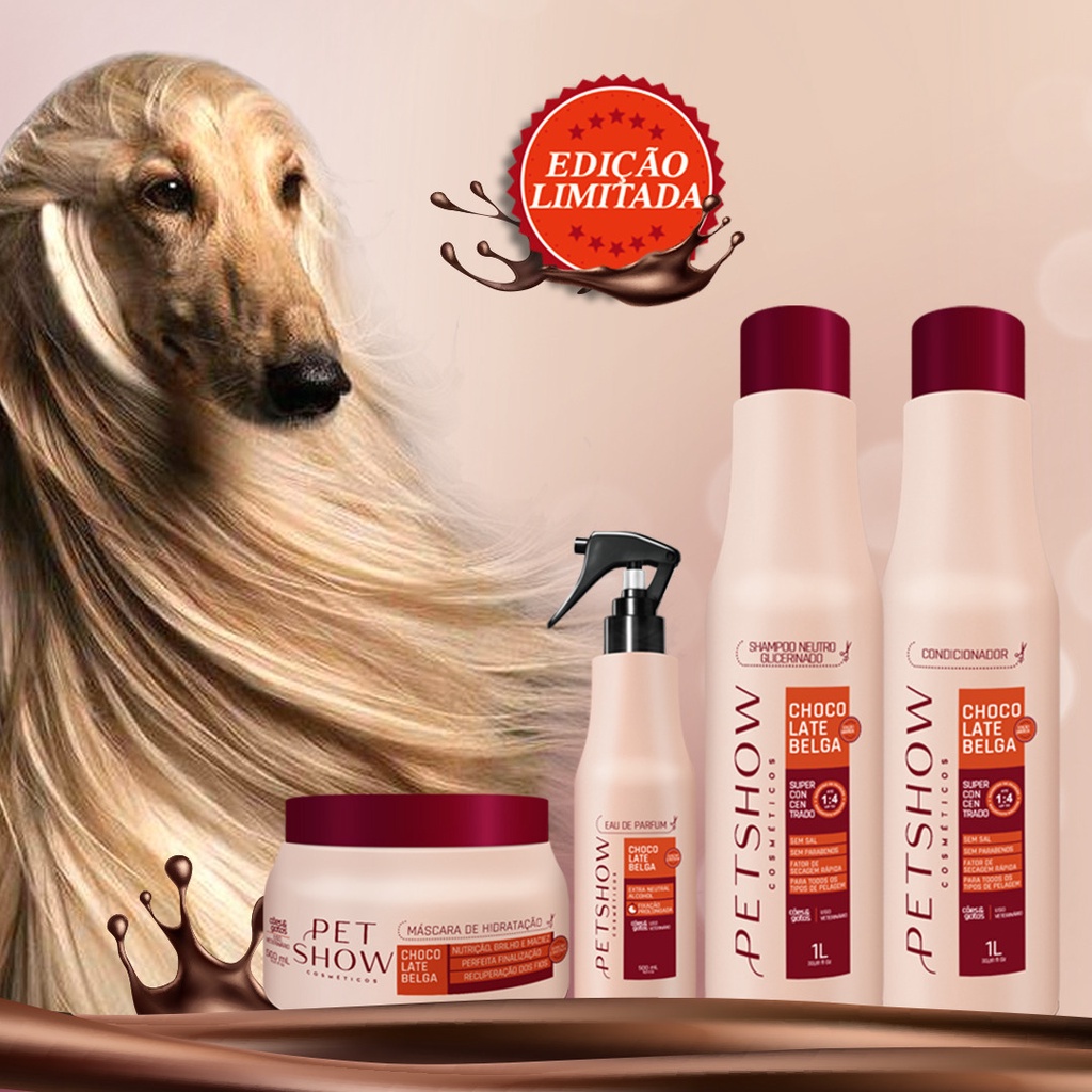 Kit Chocolate Belga Pet Show ( Shampoo, Condicionador, Perfume e ...