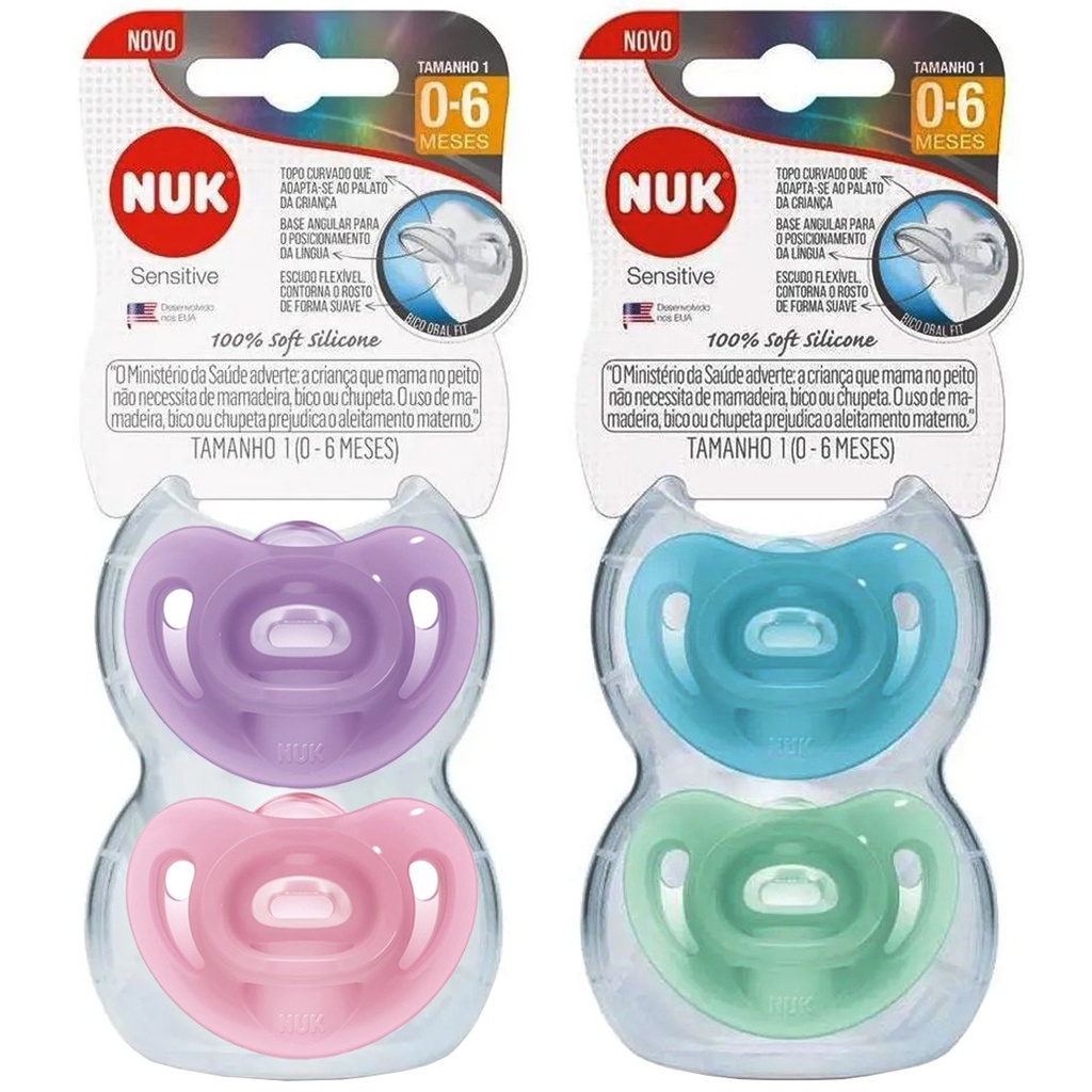 Kit 2 Chupetas de Bebê Nuk 100% em Silicone De 0 a 6 Meses Tam 1 ...