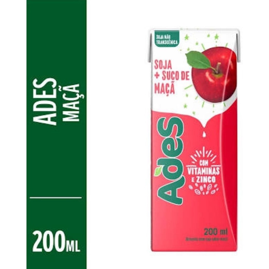 Suco De Soja Ades Sabor Maçã 200ml - 12 Unidades | Shopee Brasil
