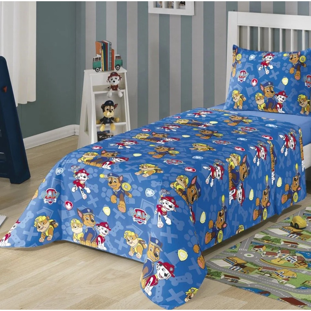 Edredom Dupla Face Solteiro Infantil Estampado Patrulha Canina Menino ...
