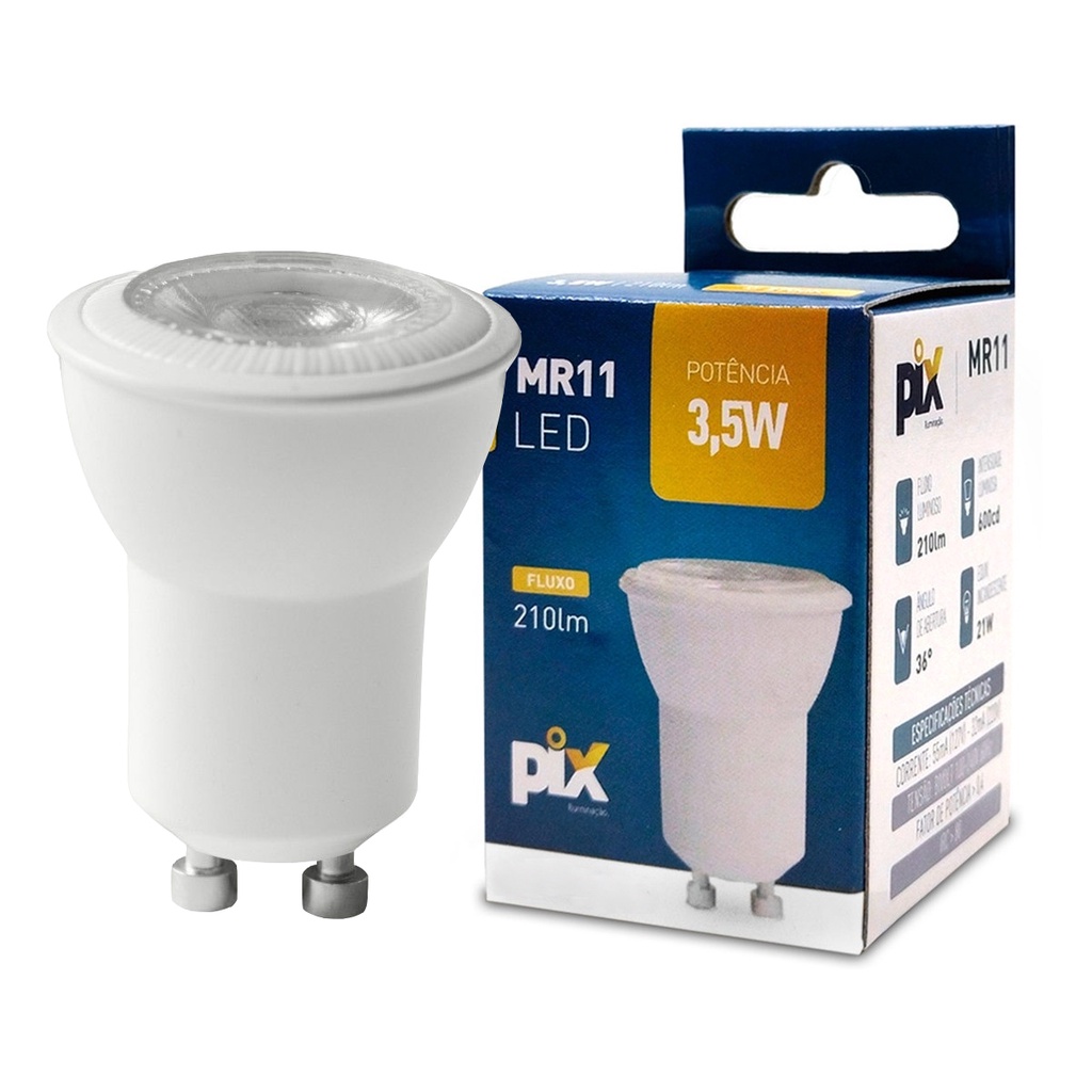 Kit 10 Lâmpada Mini Dicróica Mr11 Led 3,5W Gu10 210lm Bivolt | Shopee Brasil