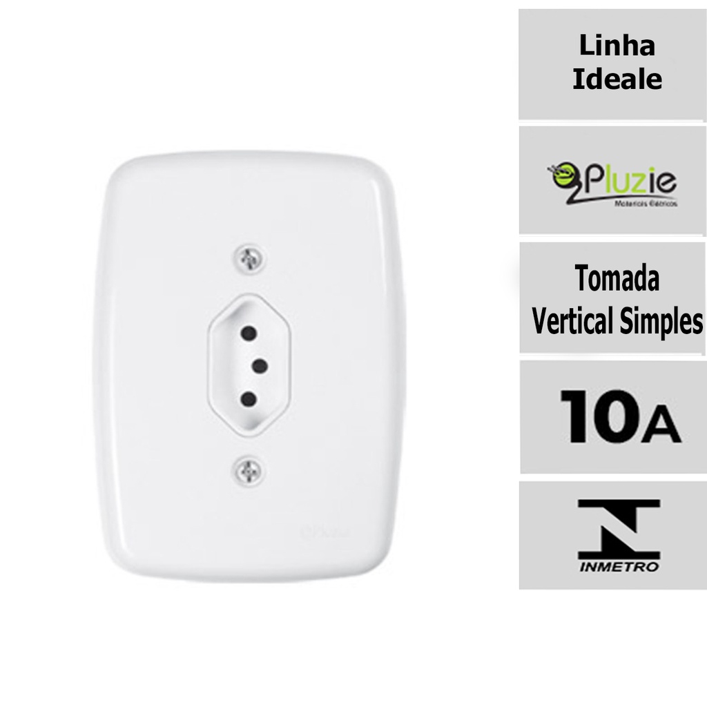 Tomada vertical simples 10A Pluzie Ideale | Shopee Brasil