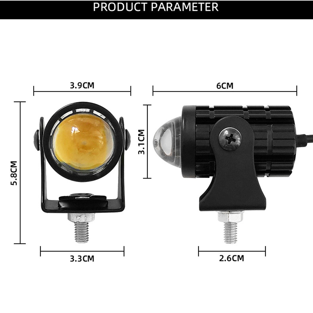 Luz principal de farol LED com lente dupla fisheye de 2 cores com ...