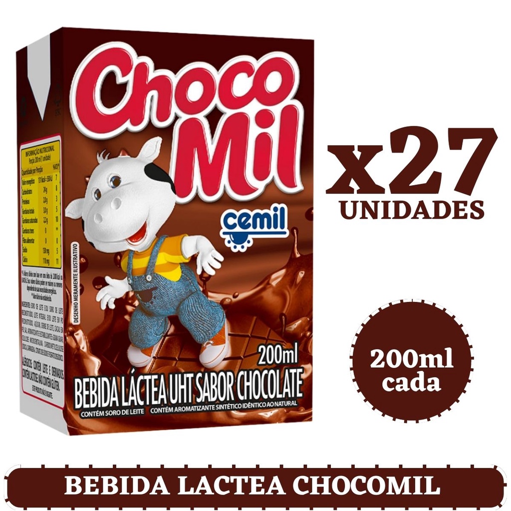Kit 27 Bebida Láctea Chocomil 200ml Chocolate Lanche Kids | Shopee Brasil