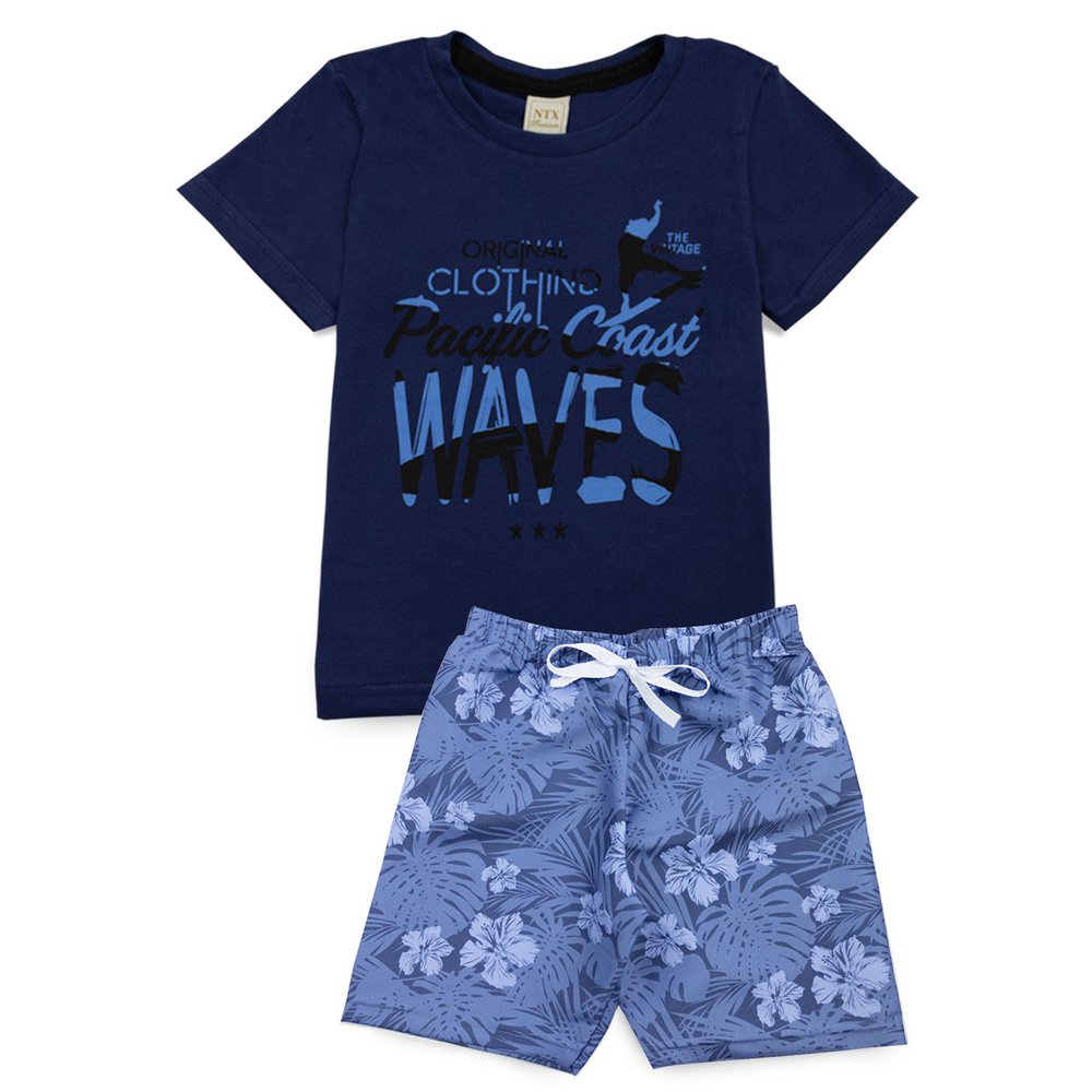 Conjunto Infantil Masculino Pacific Coast Waves 212223 Azul Marinho ...