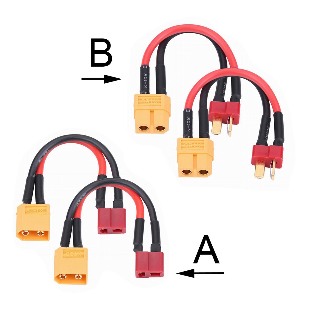 2 Pcs XT60/XT-60 T-Plug Fêmea A Macho (or XT60 Adaptador Para) (Estilo Deans) Cabo Carregador ...