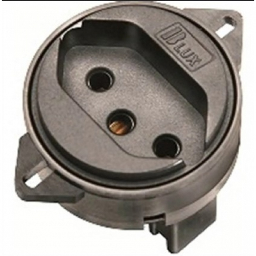 TOMADA 2P+T 10A REDONDA PISO HASTE CURTA PRETA BLUX | Shopee Brasil