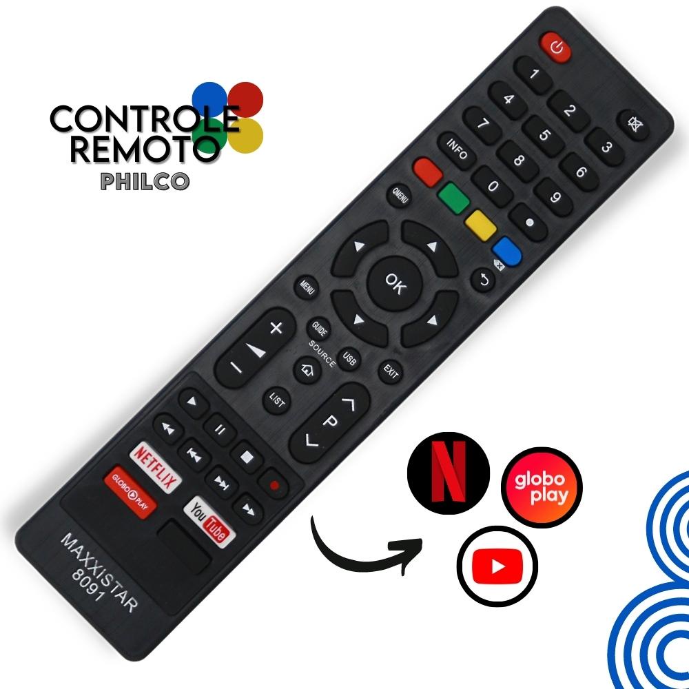 Controle Remoto Philco - Smart - Tecla Netflix Globo Play e YouTube - 8091 - BRX | Shopee Brasil